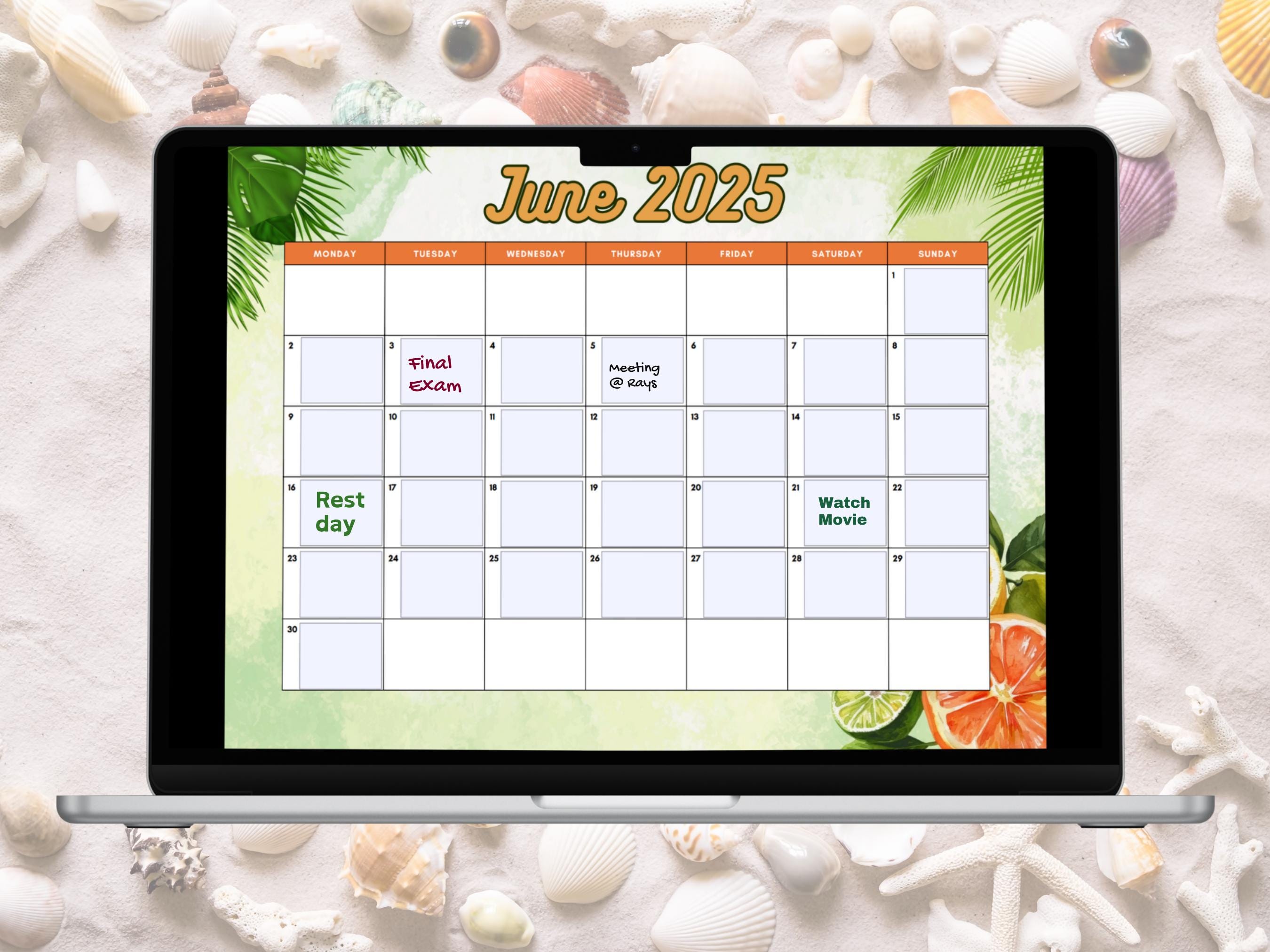 Editable June 2025 Calendar Printable and Father's Day Theme | Summer ...