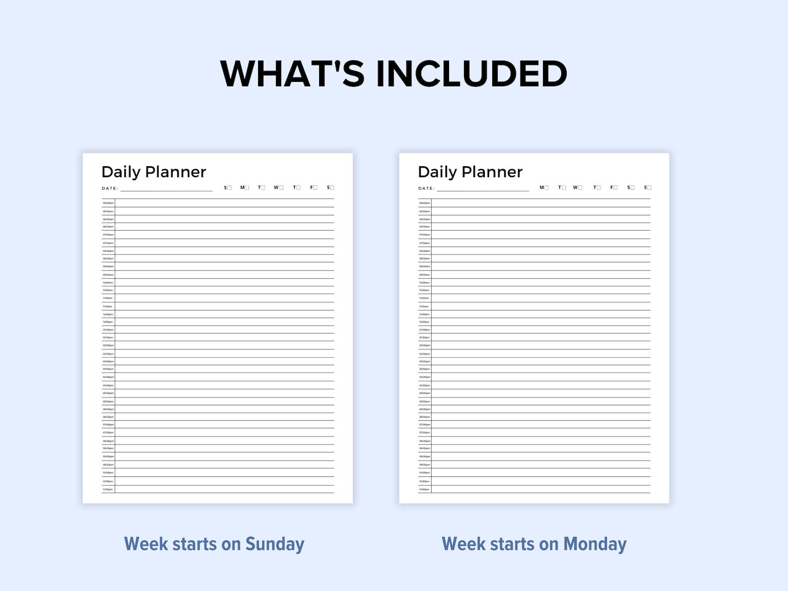 30 Minute Increment Daily Planner Printable | Time Blocking Daily ...
