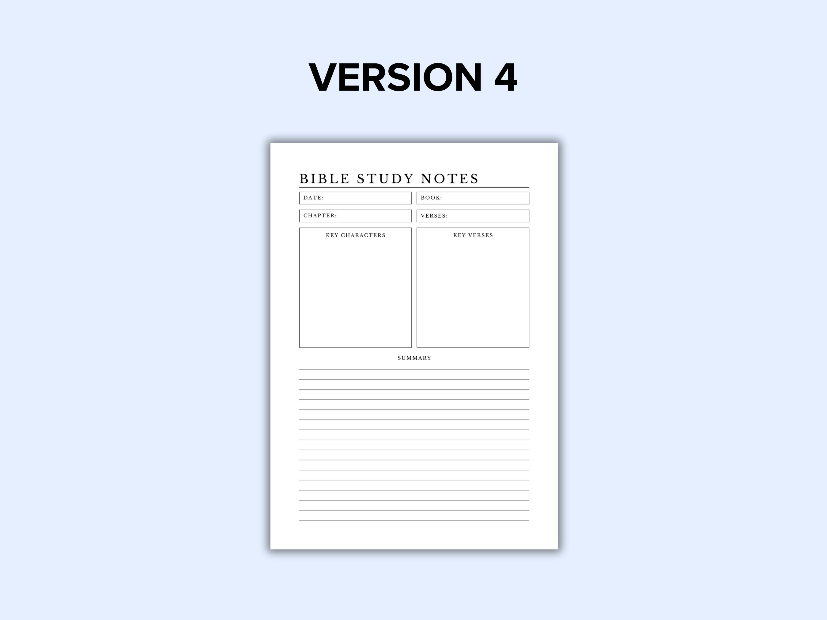 Bible Study Templates Printable | Scripture Study Guide Prayer Journal ...
