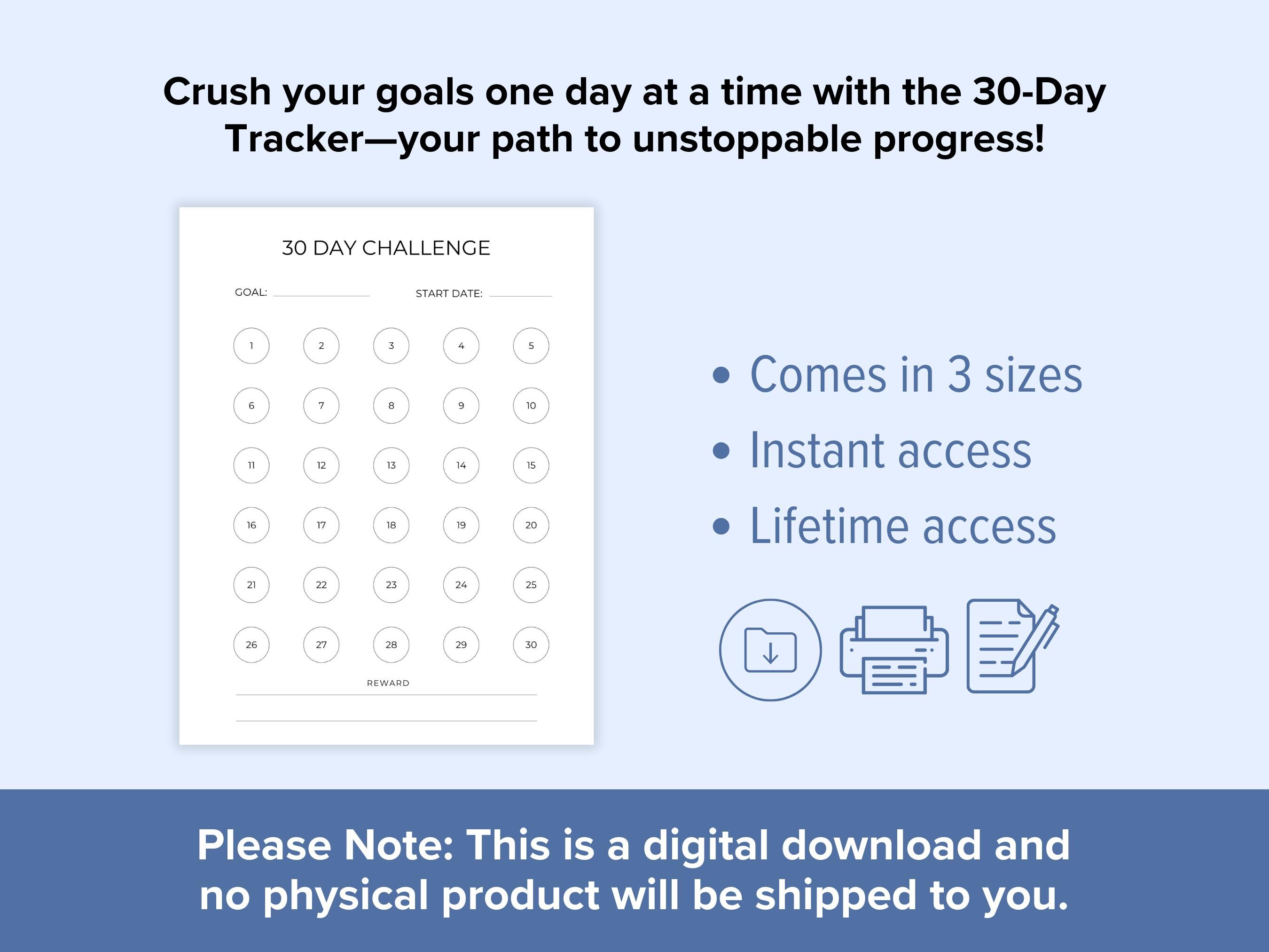 30 Day Challenge Goal Setting Tracker | Savings Challenge | Fitness and ...
