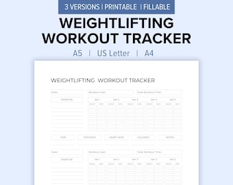 Strength Training Tracker Printable, Weight Lifting Tracker, Workout ...