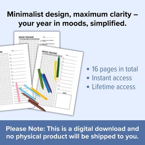 Yearly Minimalist Mood Tracker Printable | A Year in Pixels | Track ...