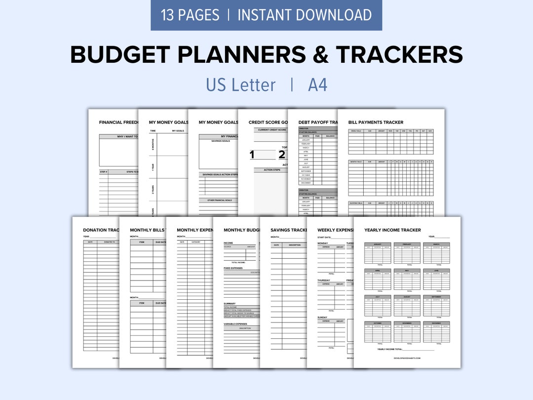 Budget Planner Bundle Printable | Expense, Savings, and Bills Trackers ...