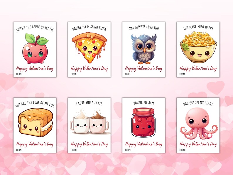 24 Valentine's Day Printable Cards With Cute Puns | School Valentine's ...