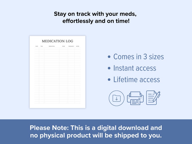 Daily Medication Log Tracker Printable | Prescription Pill Log ...