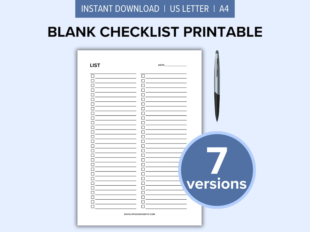 7 Blank Checklist Printable Templates | to Do List Template | Simple ...