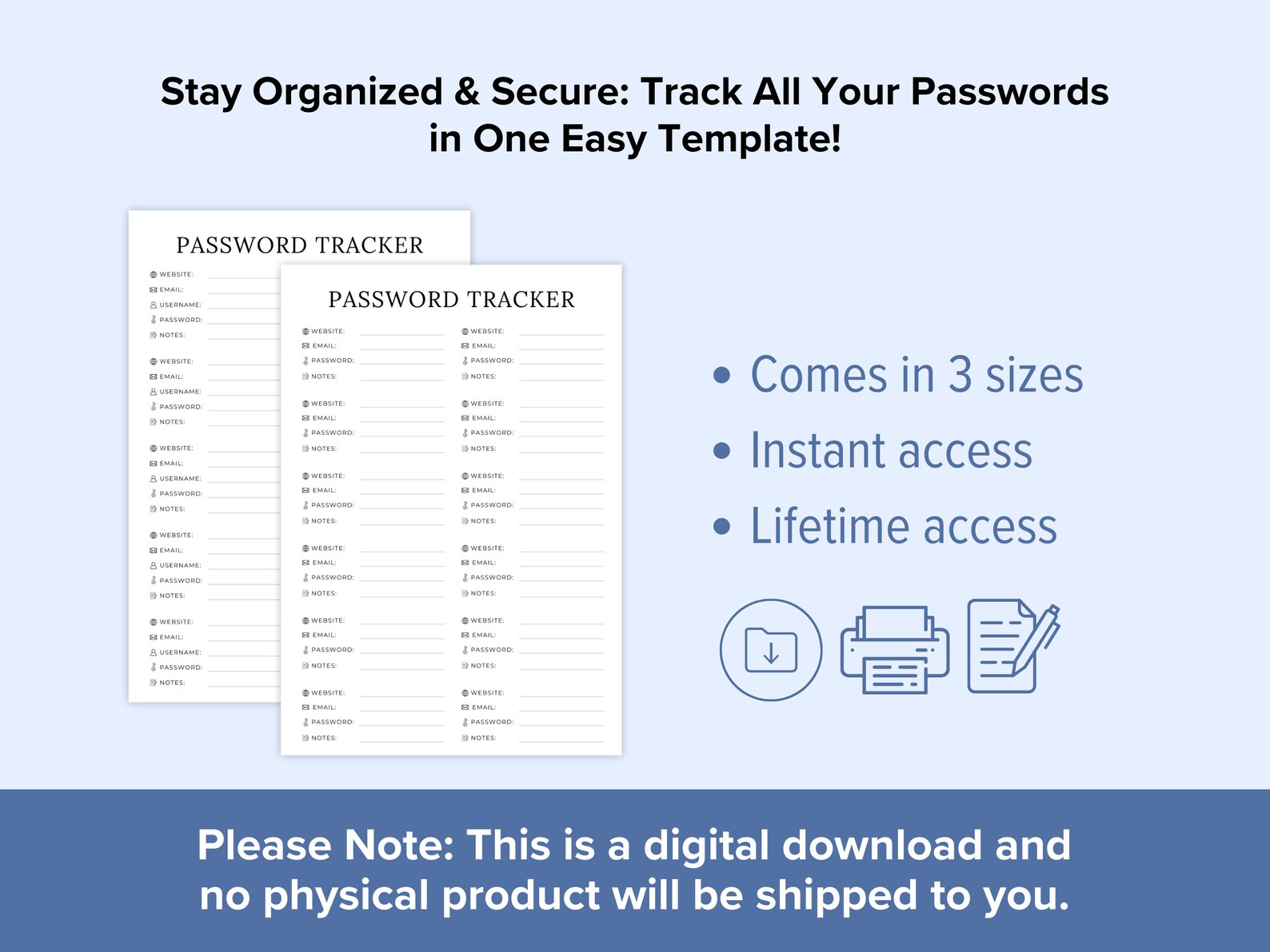 Password Tracker and Log Printable | Password Manager Notebook ...