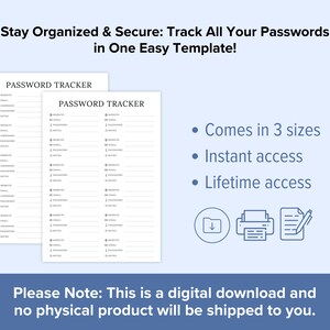 Password Tracker and Log Printable | Password Manager Notebook ...