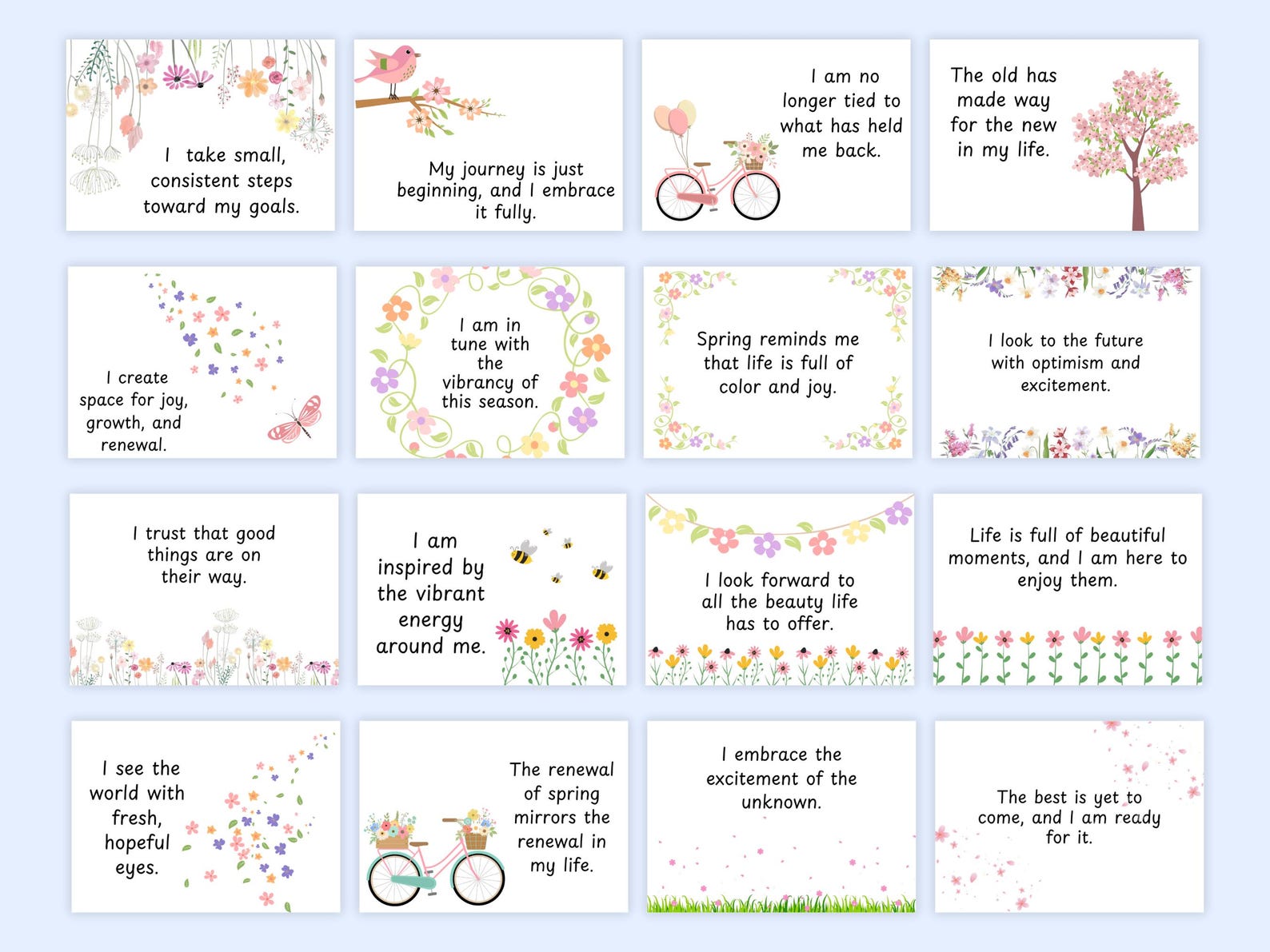 72 Spring Affirmation Cards for Gratitude | Printable Spring-themed ...