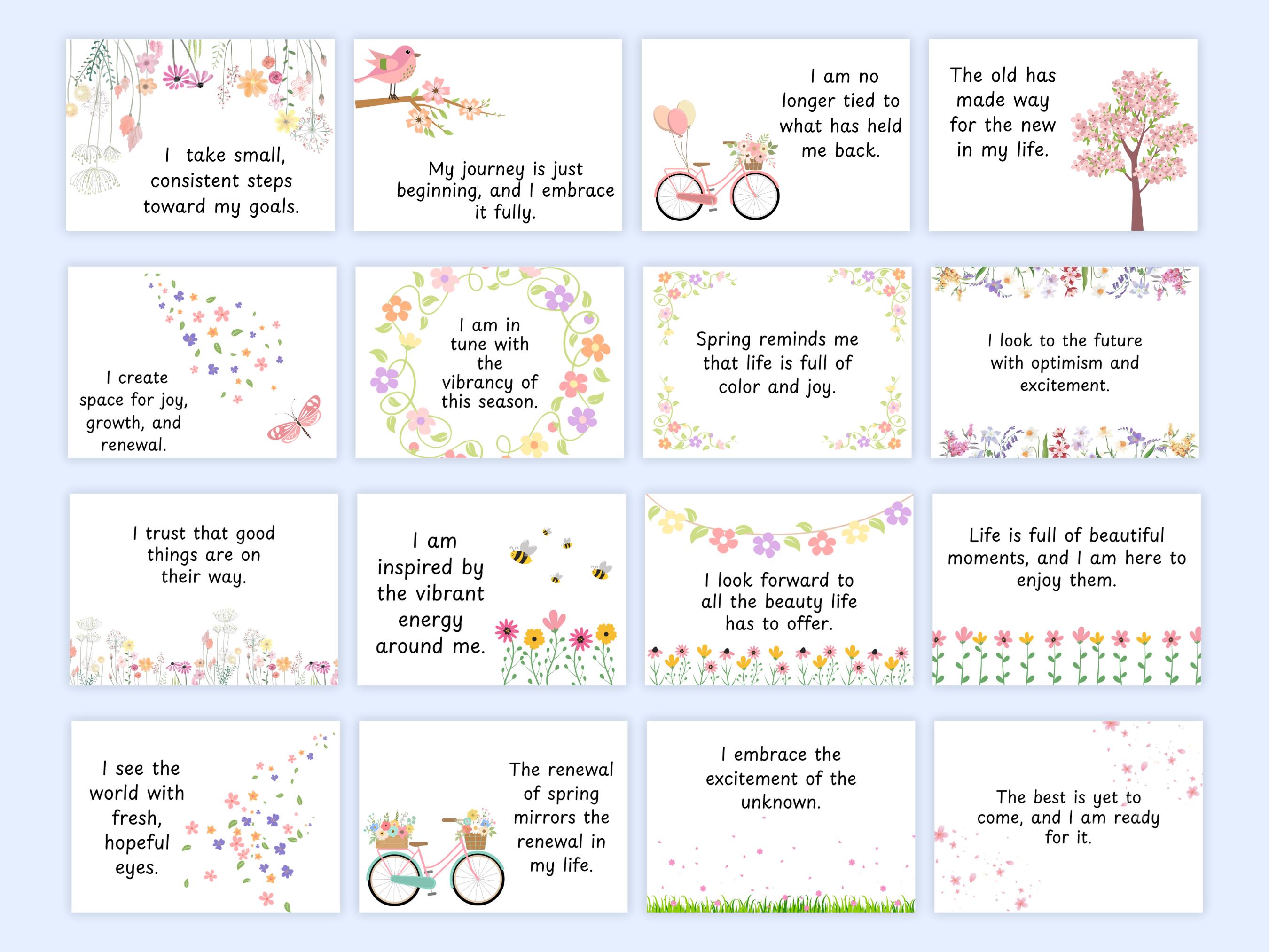 72 Spring Affirmation Cards for Gratitude | Printable Spring-themed ...