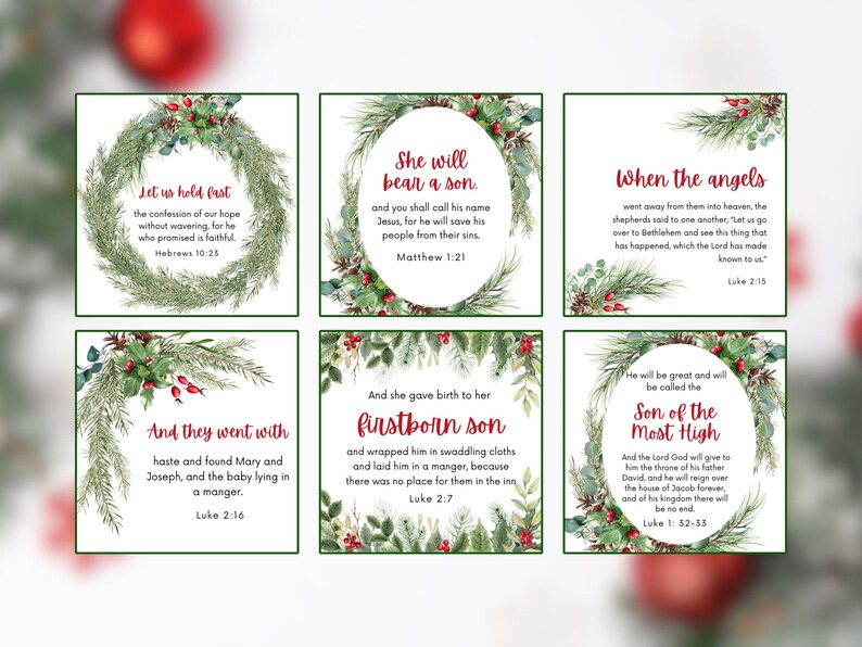 32 Christmas Bible Verses Cards Printable | Christian Christmas Cards ...