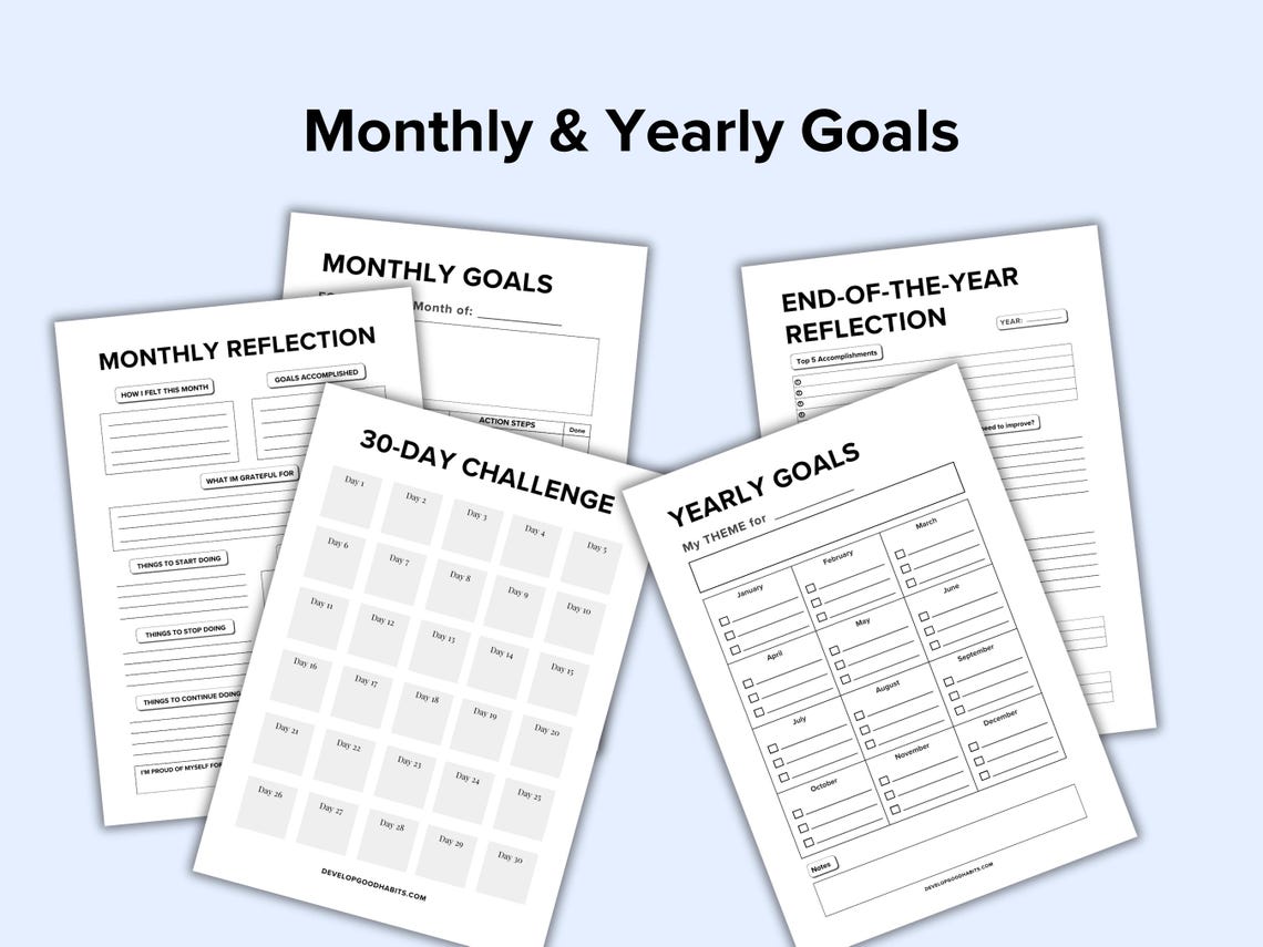 2025 Goal Setting Planner Printable Worksheets Bundle | Yearly Goal ...
