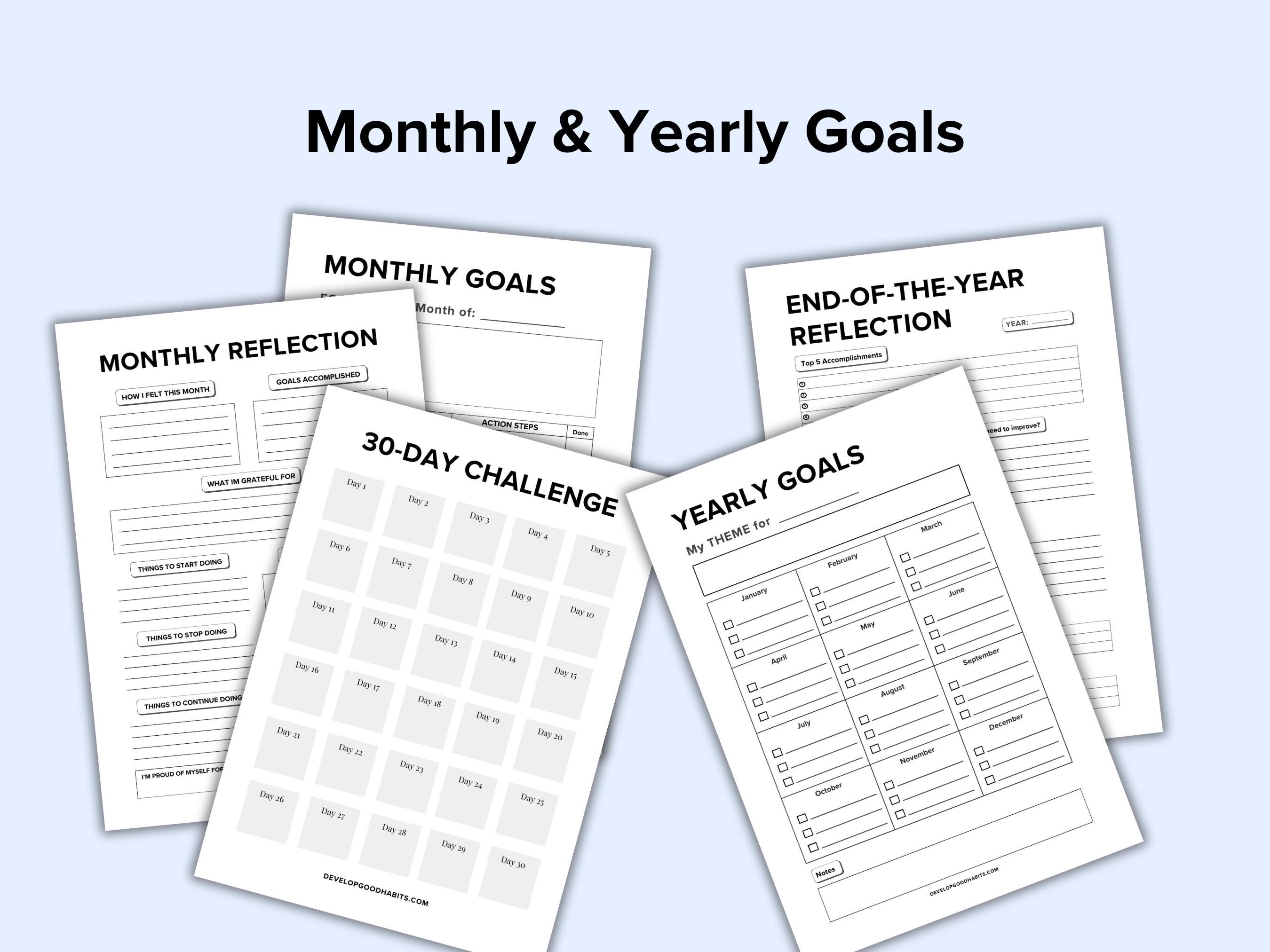 2025 Goal Setting Planner Printable Worksheets Bundle | Yearly Goal ...