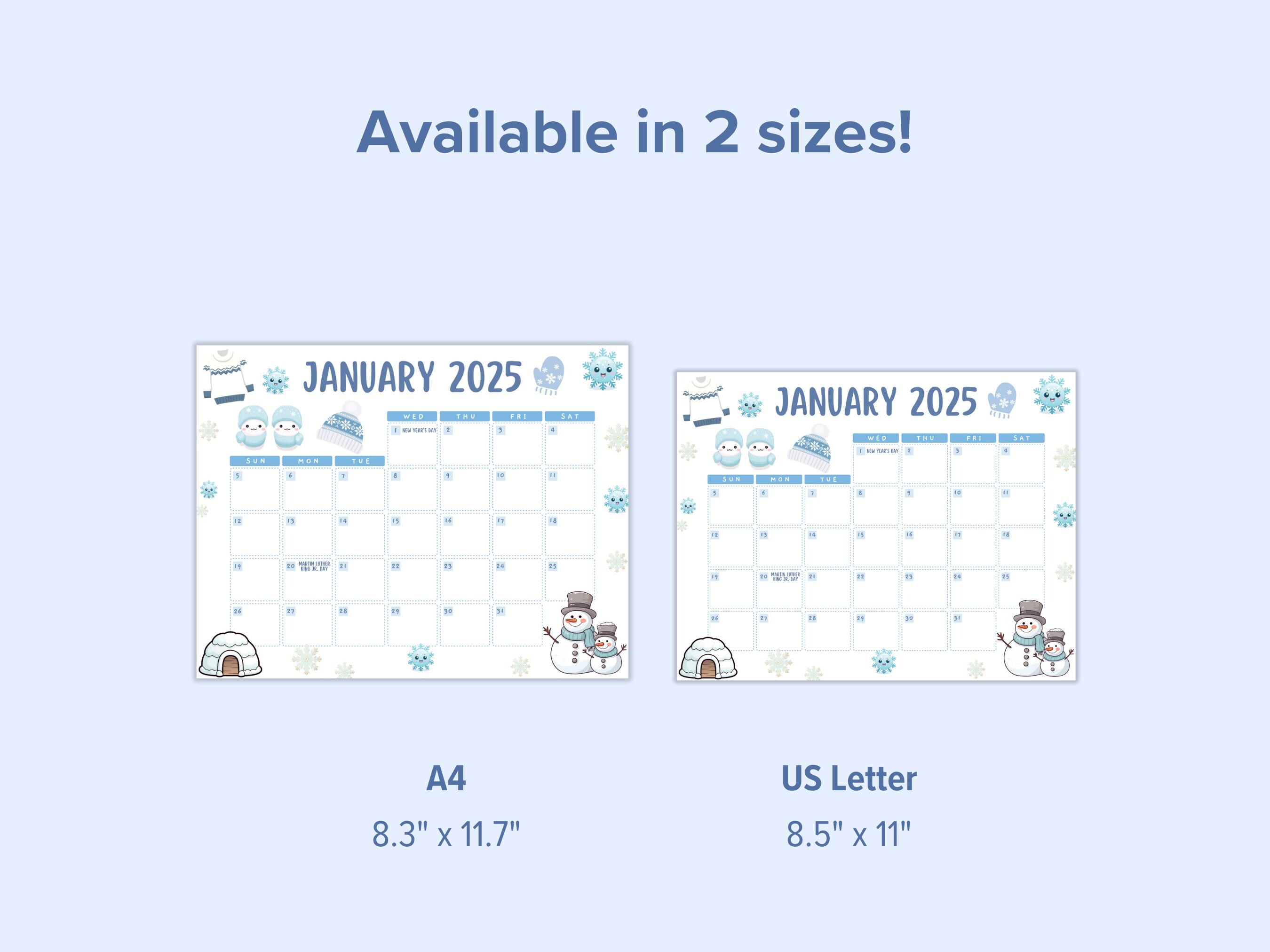 Printable 2025 Yearly Calendar Bundle for Children | Homeschool Monthly ...