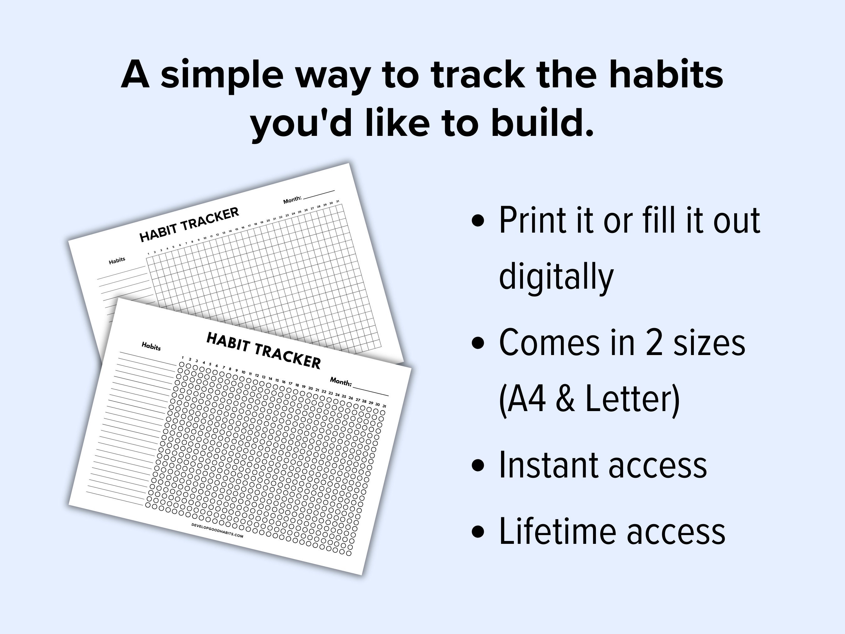 Monthly Habit Tracker Printable | 30 Day Habit and Goal Tracker PDF ...