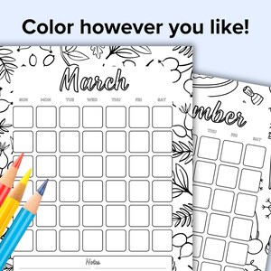 12 Month Journal Printable Calendar A5, US Letter, A4 Instant Download ...