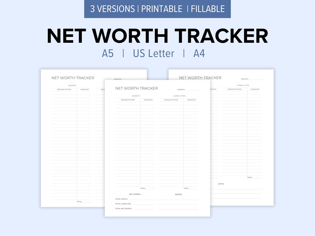 Net Worth Tracker Printable | Assets and Liabilities Balance Sheet - Etsy