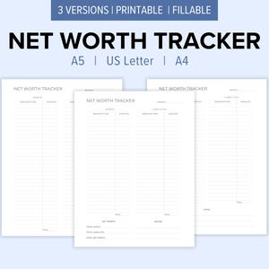 Net Worth Tracker Printable | Assets and Liabilities Balance Sheet - Etsy