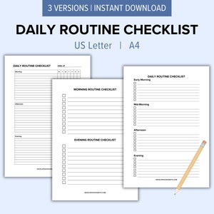 Daily Routine Planner Printable Templates | Morning Routine Checklist ...