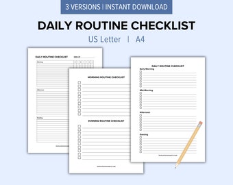 Daily Routine Planner Printable Templates | Morning Routine Checklist ...