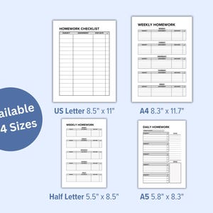 3 Homework Checklists and Worksheets Printable Bundle | Daily Homework ...