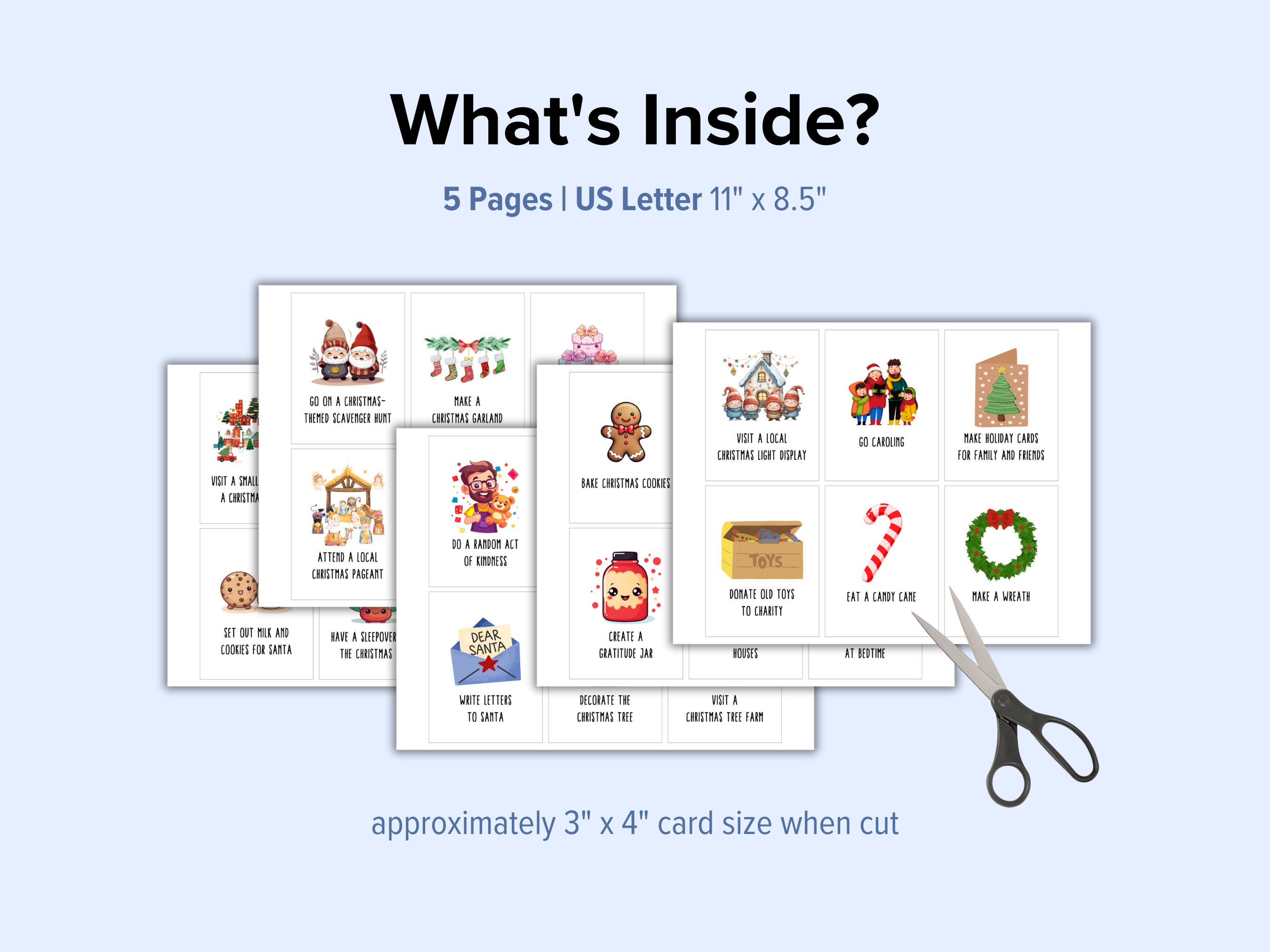 30 Printable Advent Activity Cards for Kids | Christmas Cards for Kids ...
