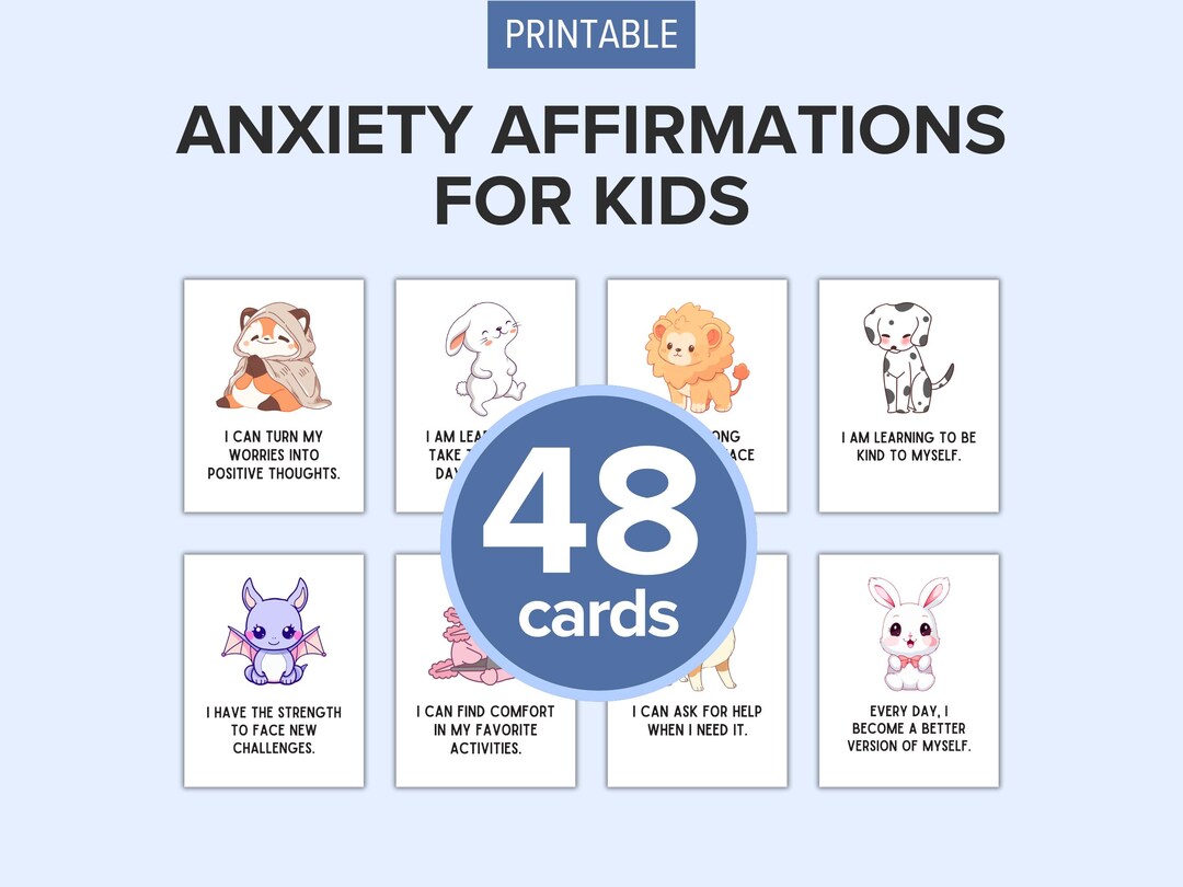 48 Anxiety Affirmations Printable Cards for Kids | Encouragement Cards ...