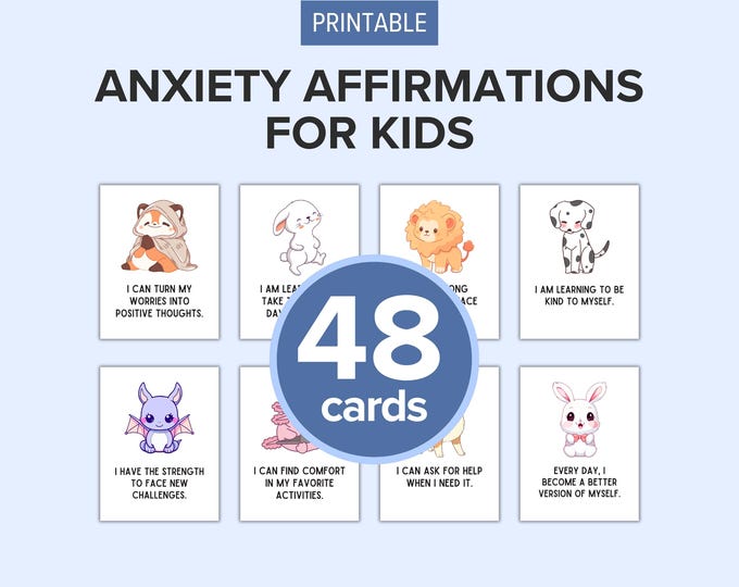 48 Anxiety Affirmations Printable Cards for Kids | Encouragement Cards ...