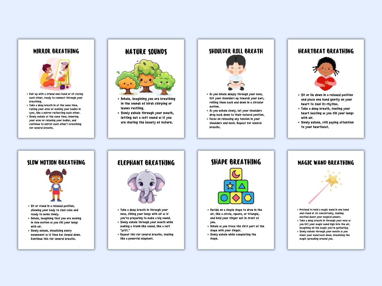 32 Mindful Breathing Cards for Kids | Calm & Focus Printable ...