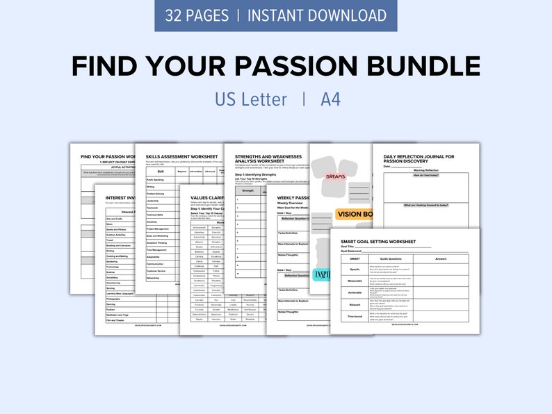 32 Find Your Passion Planner Printable Worksheets | Life Purpose ...