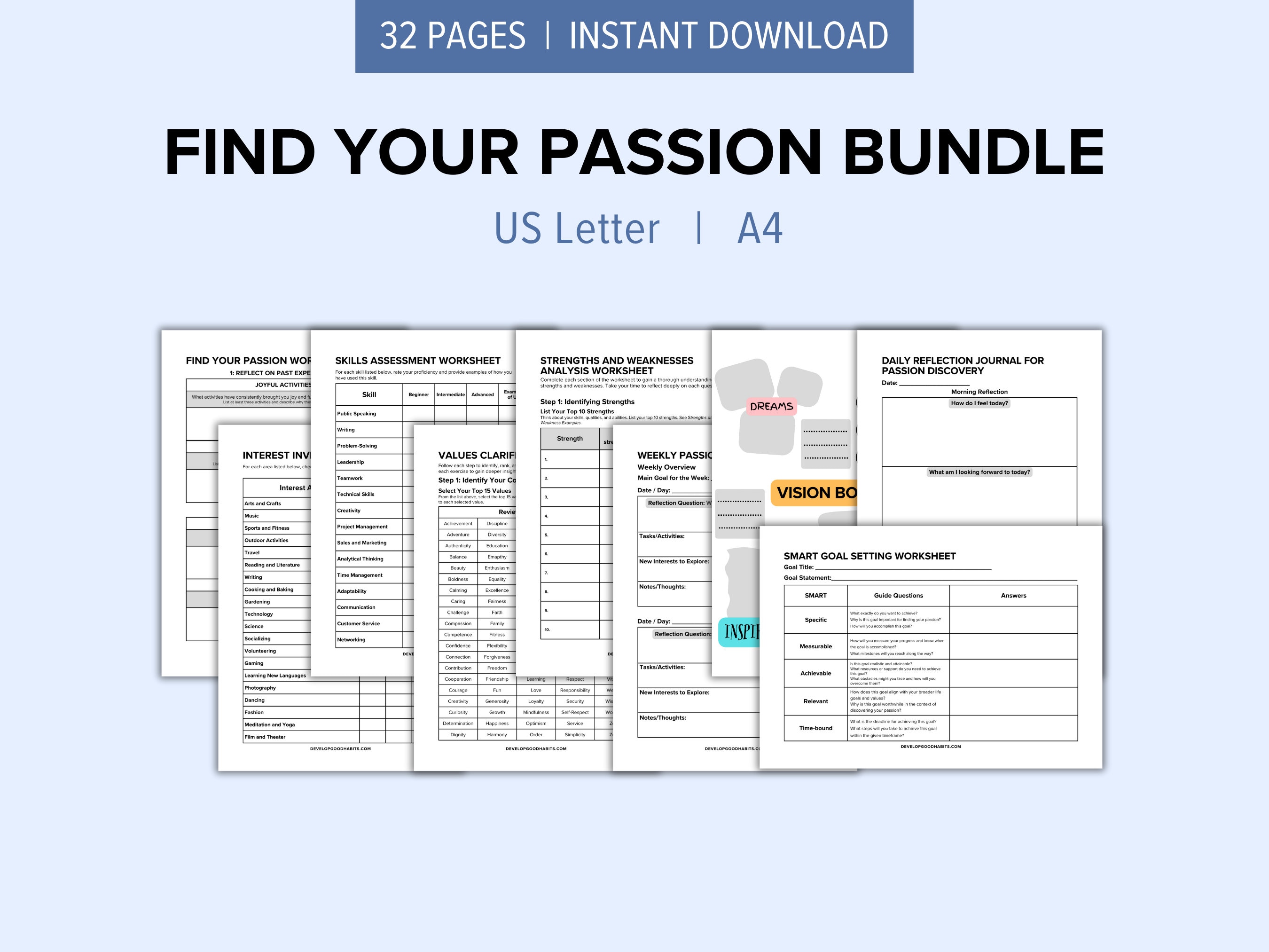 32 Find Your Passion Planner Printable Worksheets | Life Purpose ...