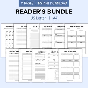 11 Reading Log Journal Printable Worksheets Bundle | Book Reading ...