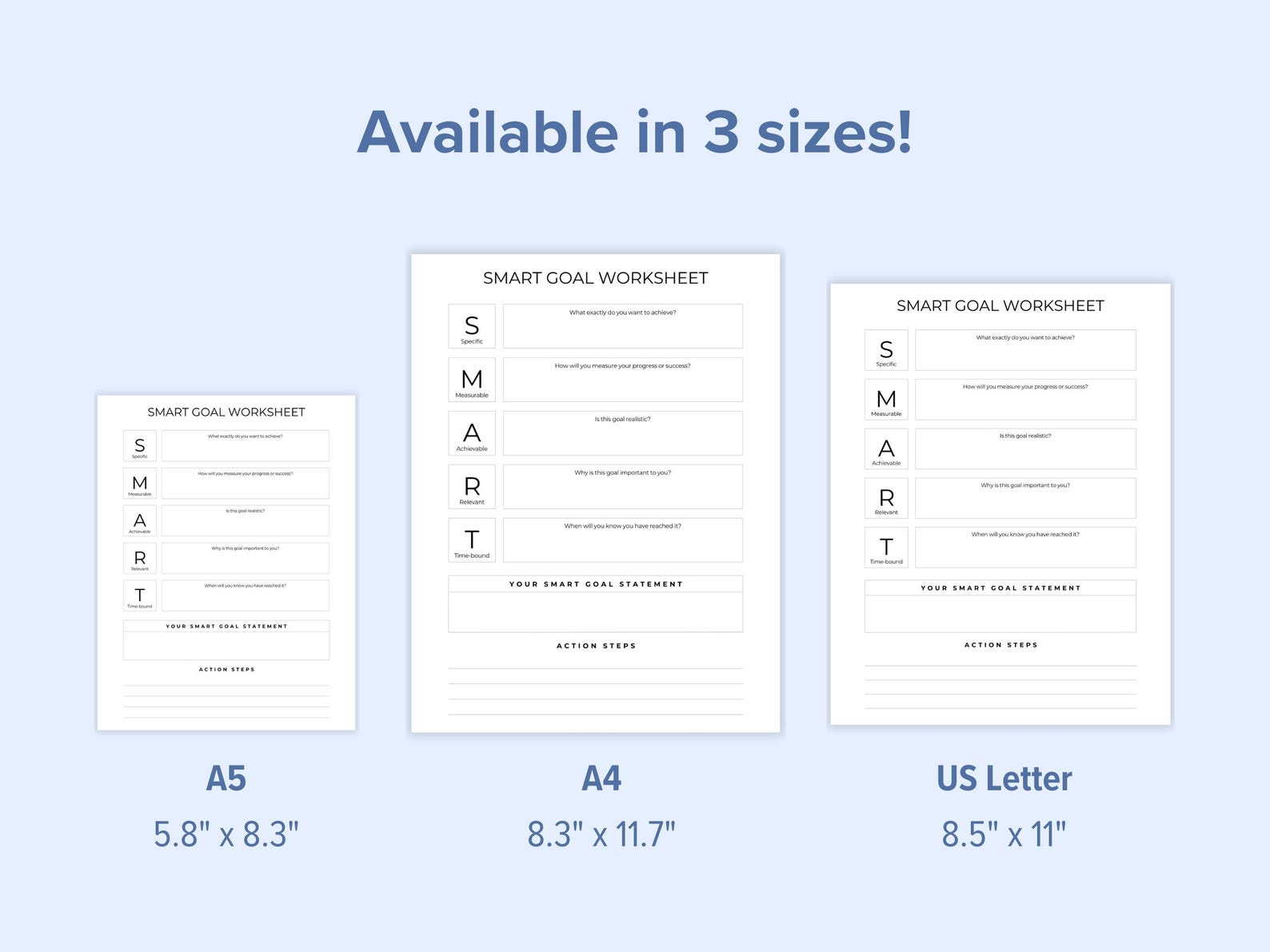 SMART Goals Printable and Editable Worksheet Template | 2025 Yearly ...