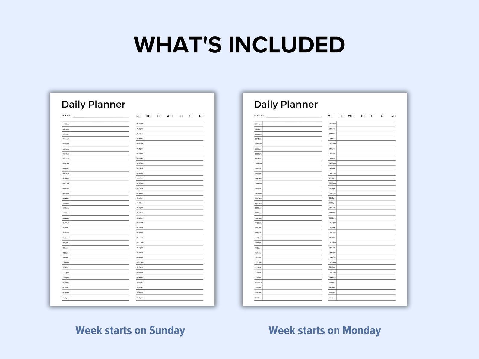 15 Minute Interval Planner Page Printable | Daily Schedule Increments ...