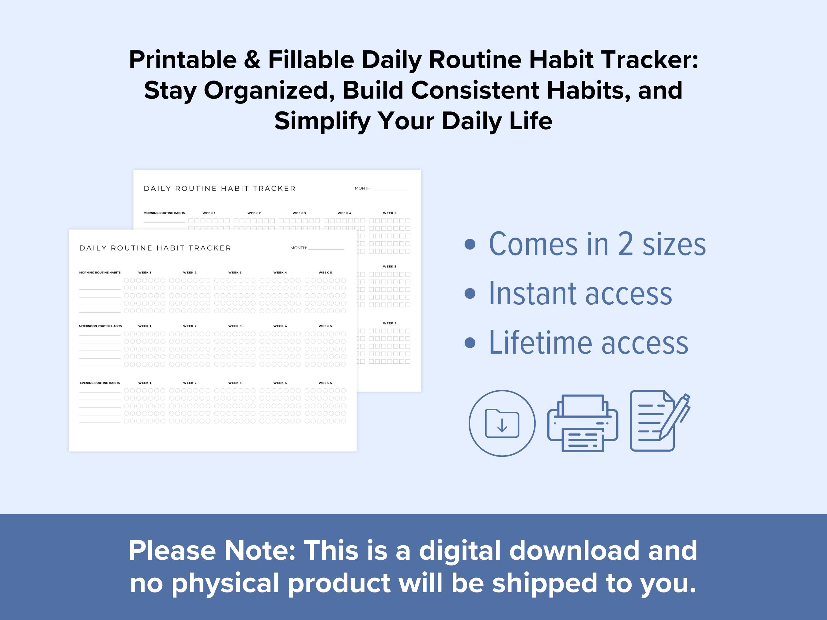 Daily Routine Habit Tracker Printable | Morning and Evening Routines ...