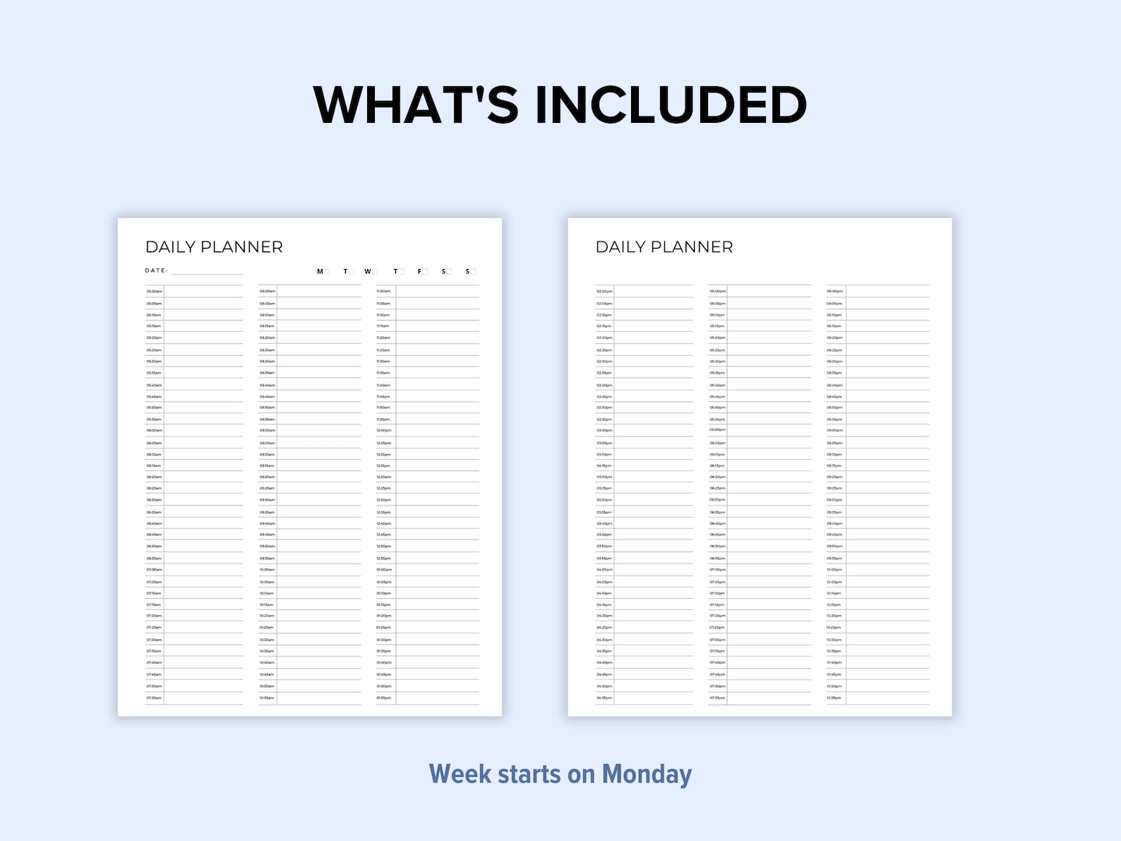5 Minute Increment Daily Planner Printable | A5, US Letter, A4 ...