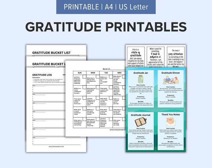 78 Gratitude Cards and Activities Printable | Gratitude Journal ...