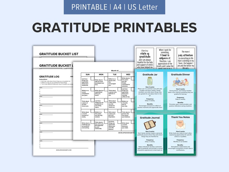 78 Gratitude Cards and Activities Printable | Gratitude Journal ...