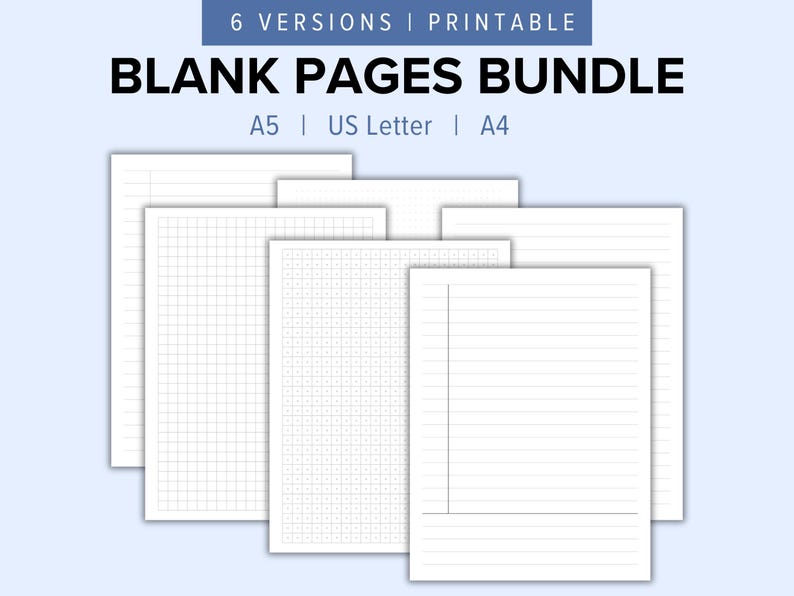 Blank Pages Bundle: Dot Grid Paper, Lined Paper, Square Grid Paper ...