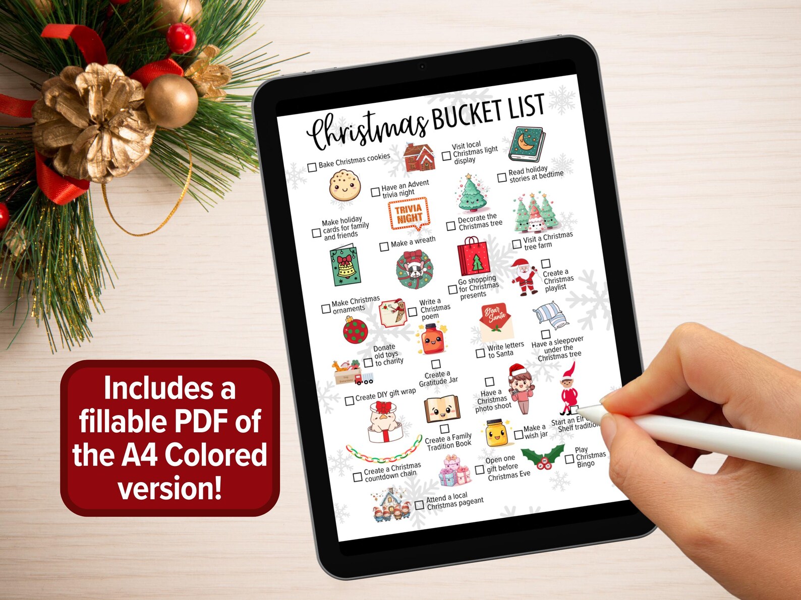 Christmas Bucket List Printable | Holiday Bucket List | A4, A5, US ...