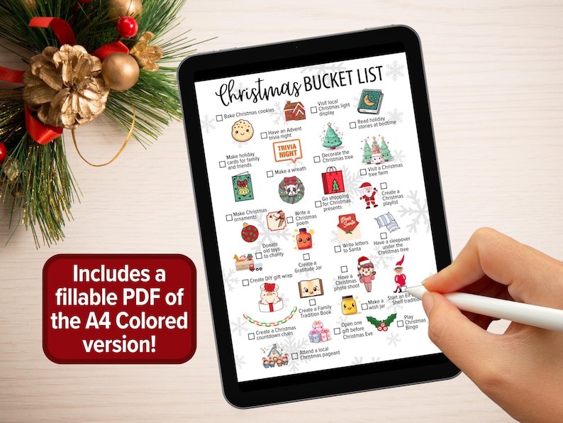Christmas Bucket List Printable | Holiday Bucket List | A4, A5, US ...