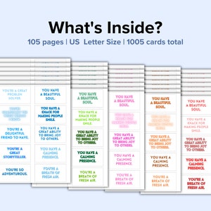 201 Compliment and Kindness Cards Printable | Words of Encouragement ...