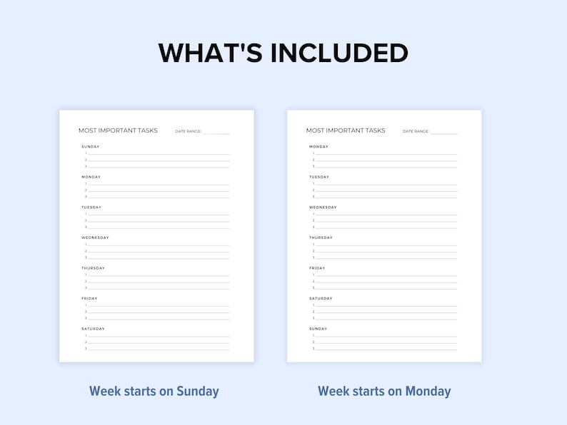 Most Important Tasks (mits) Printable Tracker | Priority to Do List ...