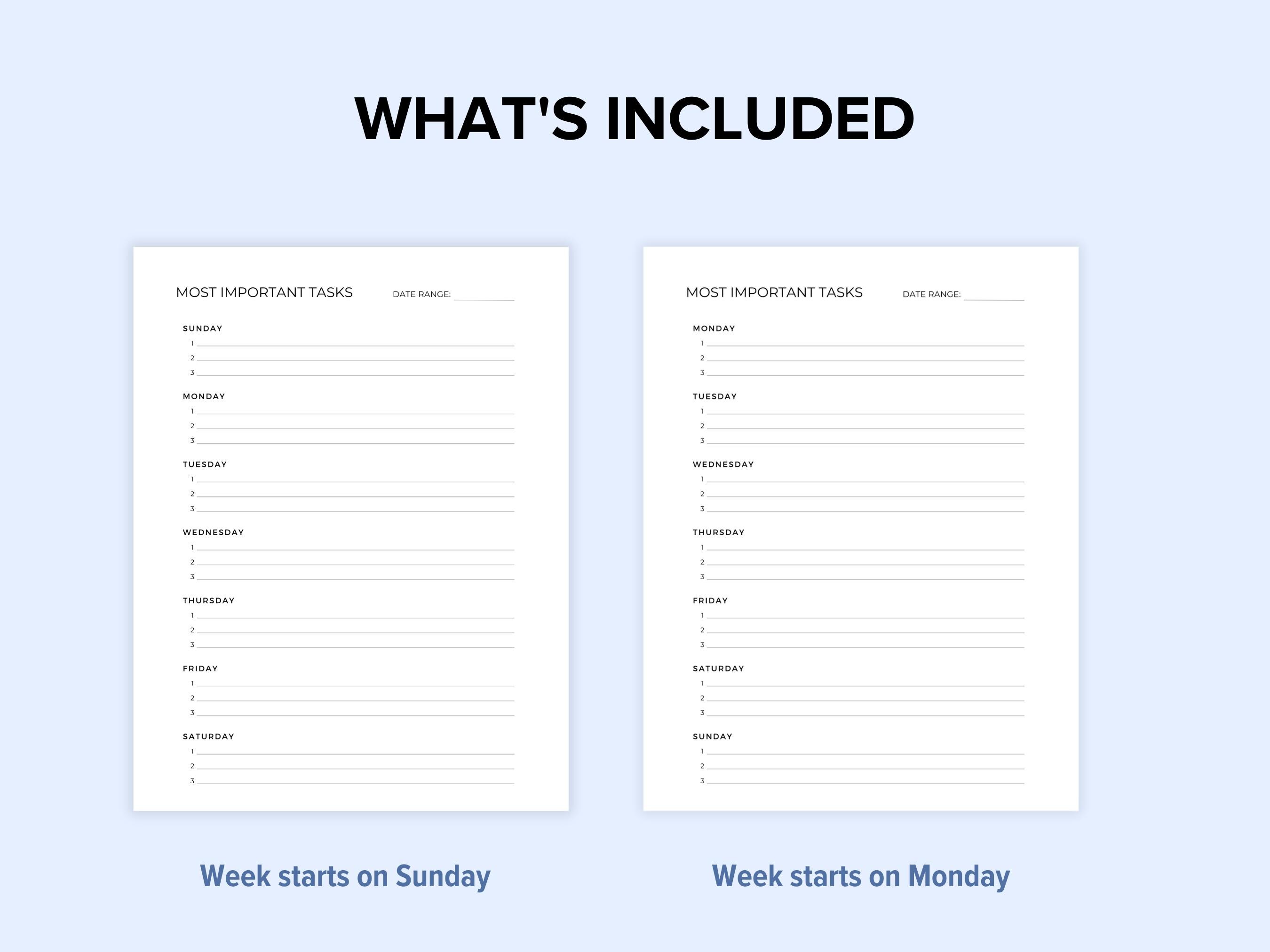 Most Important Tasks (mits) Printable Tracker | Priority to Do List ...