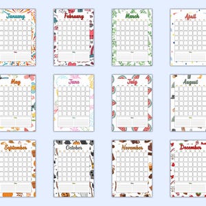 12 Month Journal Printable Calendar | A5, US Letter, A4 | Instant ...
