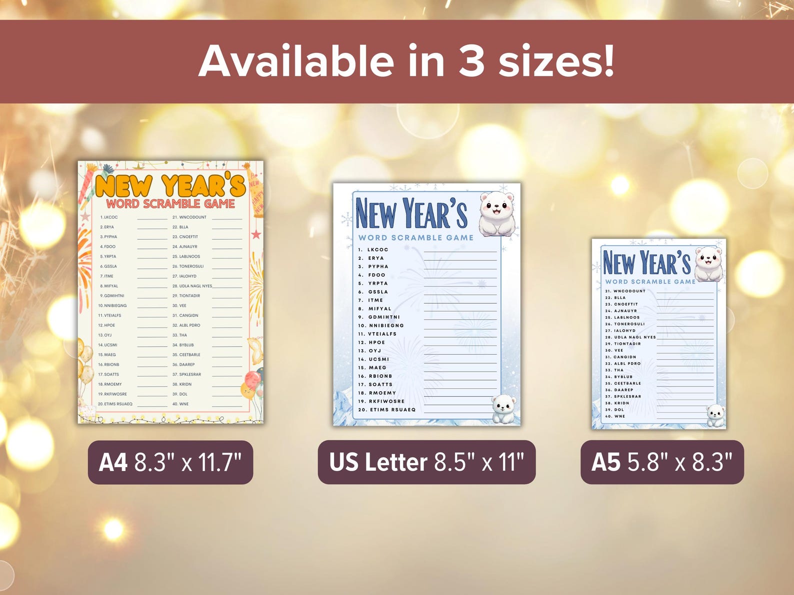 New Years Word Scramble Game Printable | New Year's Eve Kids Activity ...