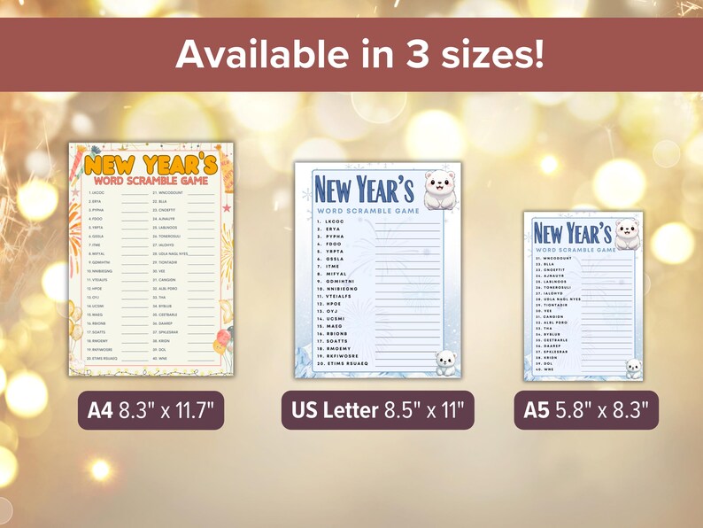 New Years Word Scramble Game Printable | New Year's Eve Kids Activity ...