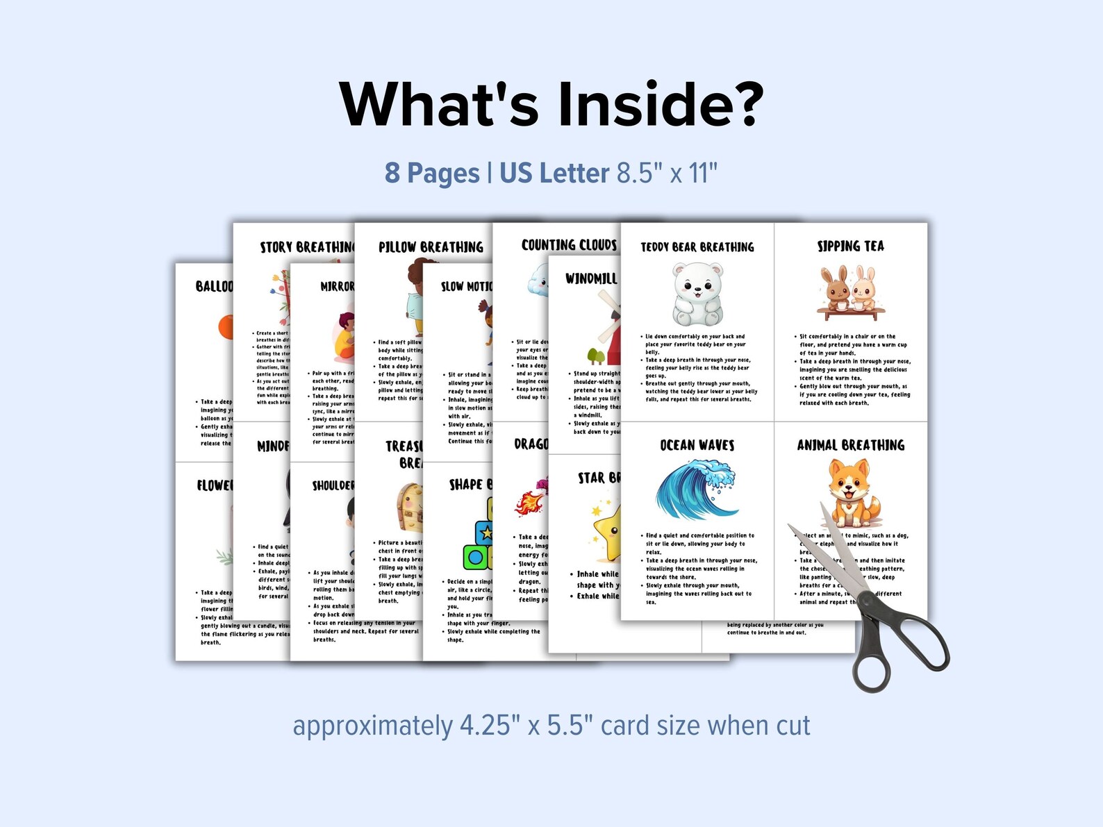 32 Mindful Breathing Cards for Kids | Calm & Focus Printable ...