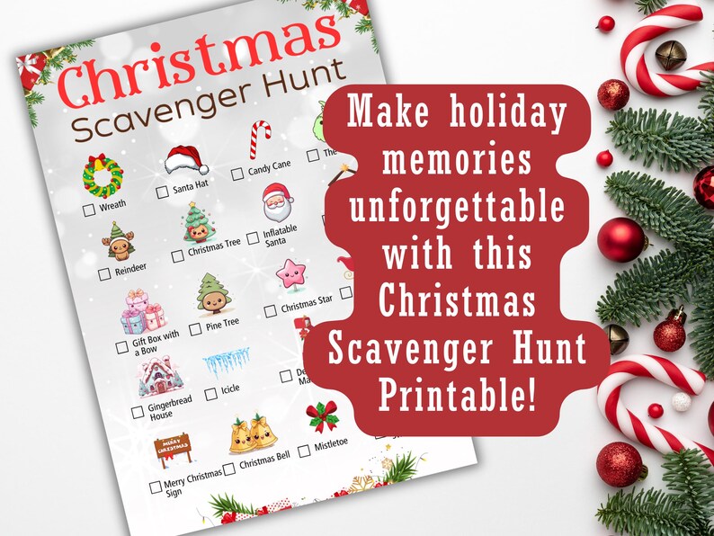 Christmas Scavenger Hunt Printable for Kids | A4, A5, US Letter - Etsy