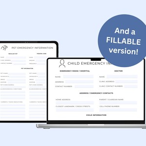 Child Sitting and Pet Sitting Emergency Contact Information Printable ...